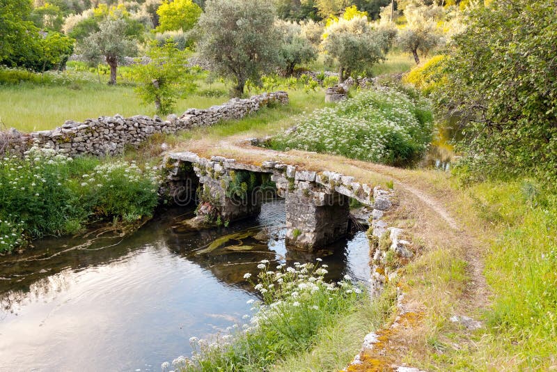 Stone Bridge Over Small River Stock Image - Image of rock, bridge: 19439593