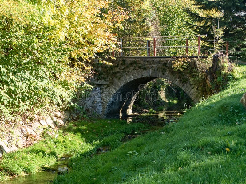Stone Bridge Over a Small River Stock Image - Image of peacefulness ...