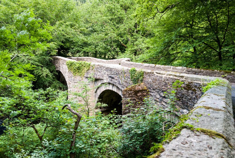 Stone Bridge Over the Small River, Wales, UK. Stock Photo - Image of ...
