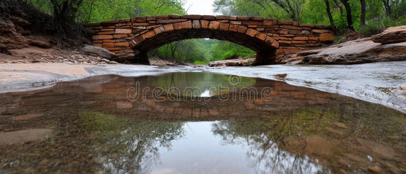 A Stone Bridge Over a Stream. Stock Photo - Image of perspective, edge ...