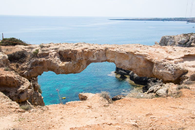 Stone Bridge in the Park of Cavo Greco Stock Image - Image of coastline ...