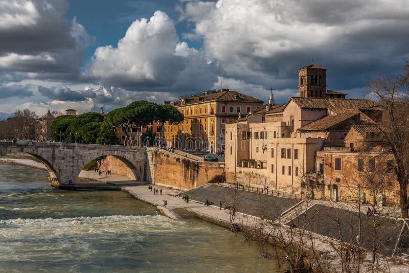 Stone bridge Pons Cestius stock image. Image of picturesque - 59069035