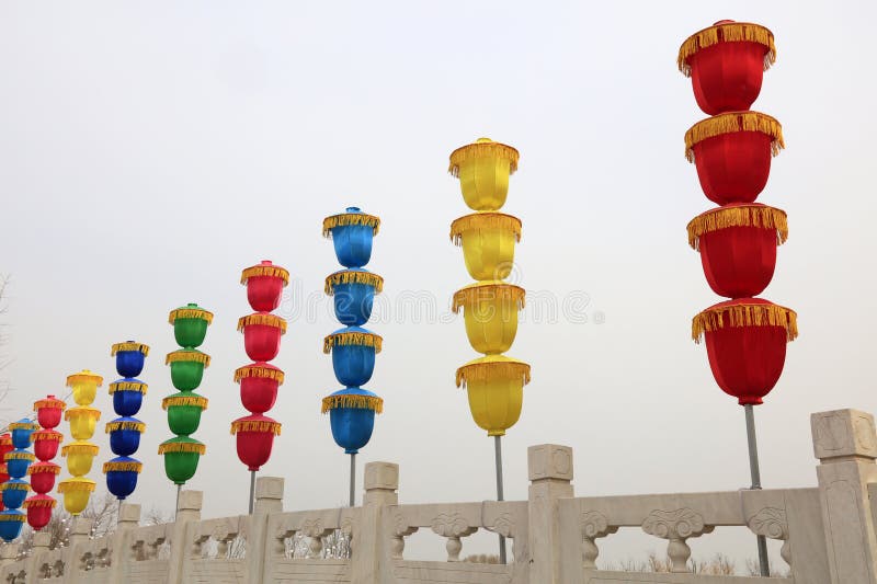 Stone Bridge Railing and Lantern Stock Photo - Image of attractions ...