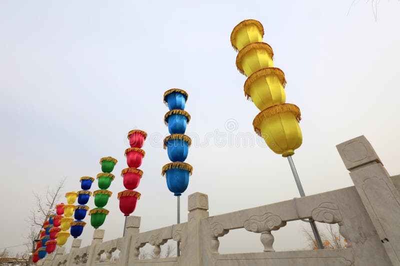 Stone Bridge Railing and Lantern Stock Photo - Image of park, craft ...