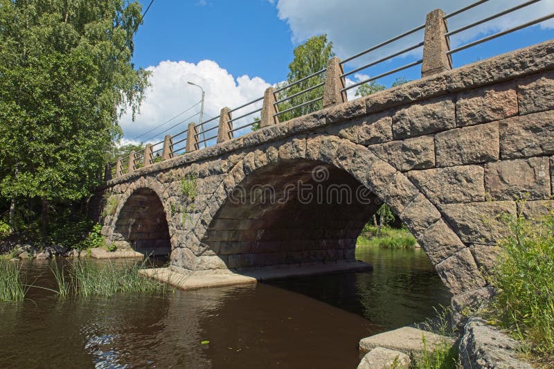 Stone bridge. stock image. Image of trees, water, stones - 312633649