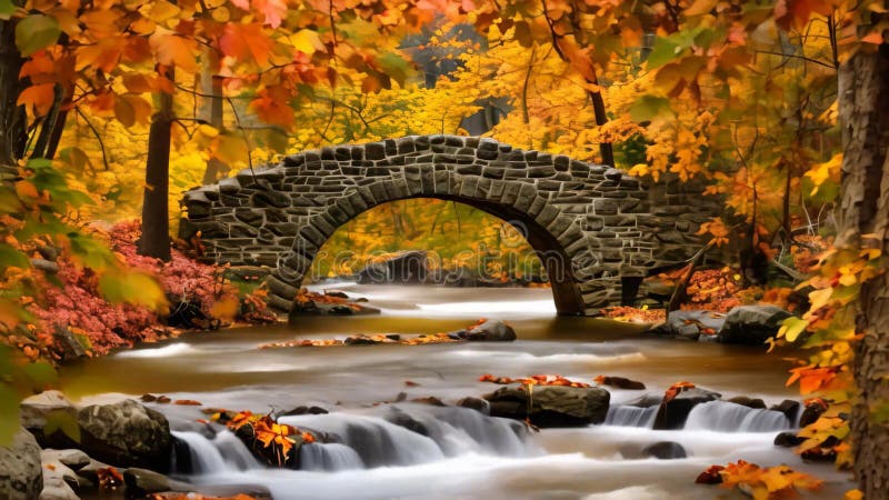 A Bridge Spans a River with a Lush Green Forest on Either Side. Stock ...
