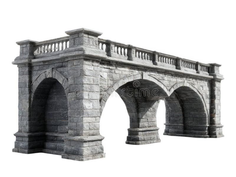 Stone Bridge Structure with Three Arches and Detailed Brickwork ...