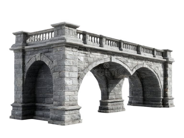 Stone Bridge Structure with Three Arches and Detailed Brickwork ...