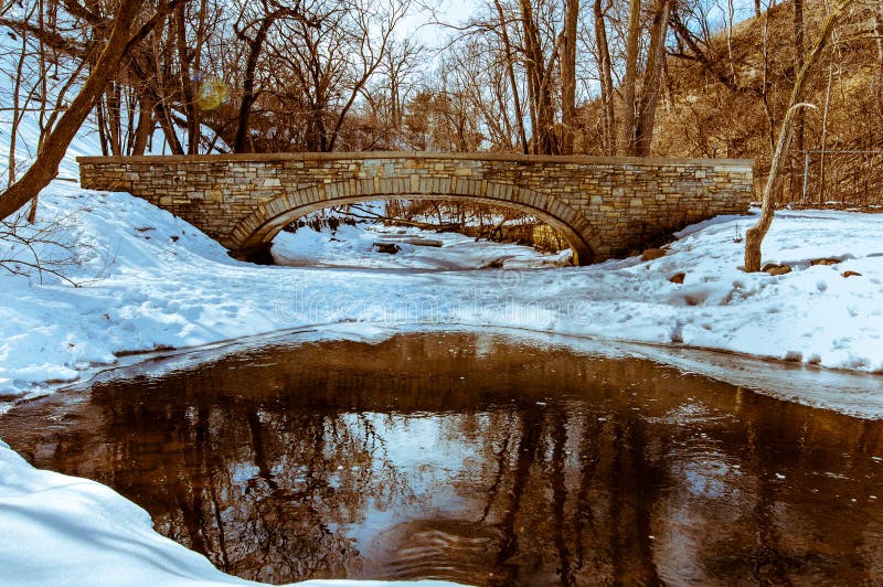 Stone Bridge Throw the Spring Stream Stock Photo - Image of wood, stone ...