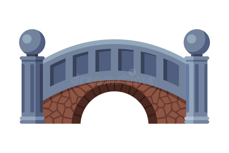Stone Bridge, Footbridge, Architectural Design Element Flat Vector ...