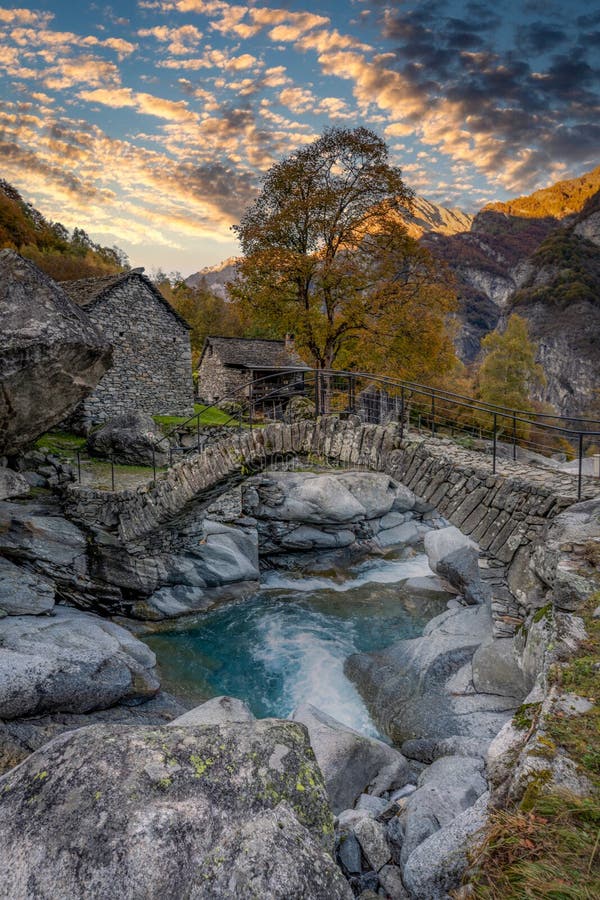 Stone Bridge in a Valley during Autumn Stock Photo - Image of historic ...