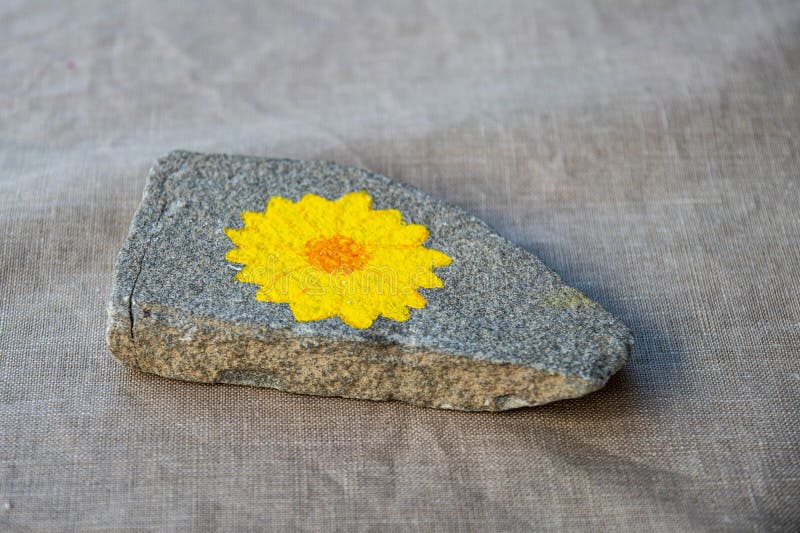 Stone with Brushed Floral Design Stock Photo - Image of handicraft ...
