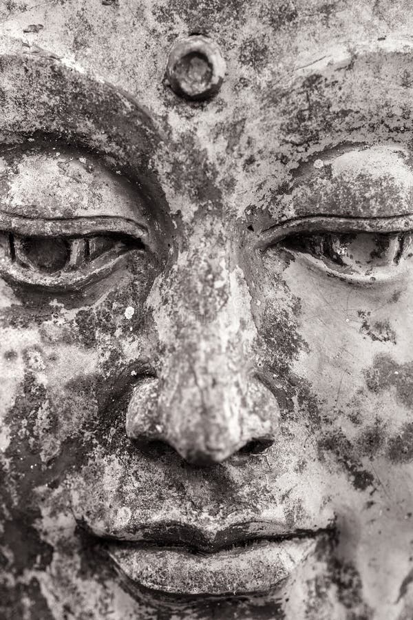 Stone Buddha Head Statue Close-up Stock Image - Image of portrait ...