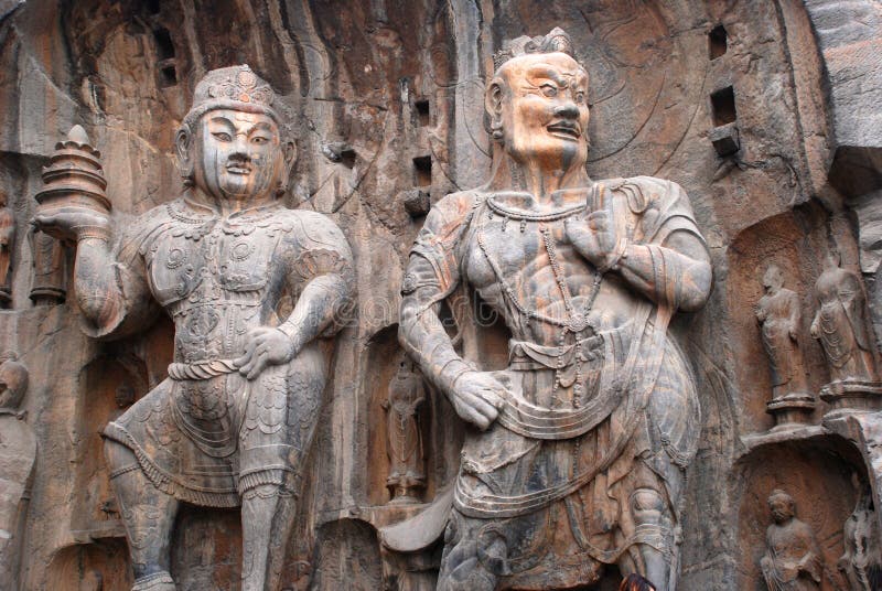 Stone Buddhist Warriors Statues Stock Image - Image of longmen ...