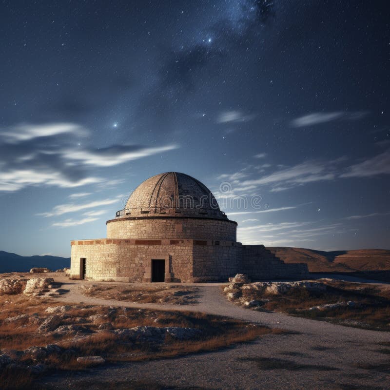 A Stone Building with a Dome on Top Stock Illustration - Illustration ...