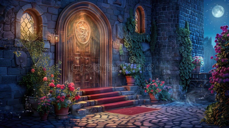 A Stone Building with a Door and Steps Leading To it Stock Photo ...