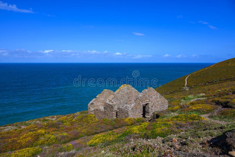 Stone Building Ruin on the Atlantic Coast in Cornwall Stock Photo ...
