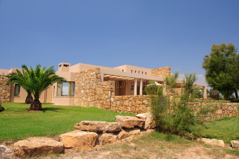 Stone Building at Sani Resort Stock Photo - Image of greek, modern ...