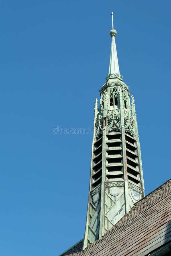 Stone Building Spier with Lightning Rod Stock Photo - Image of spier ...