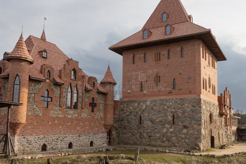 Modern Reconstruction of a Medieval Stone Castle Stock Image - Image of ...