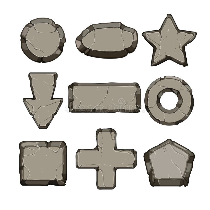 Stone Button Set Cartoon Vector Illustration Stock Vector ...