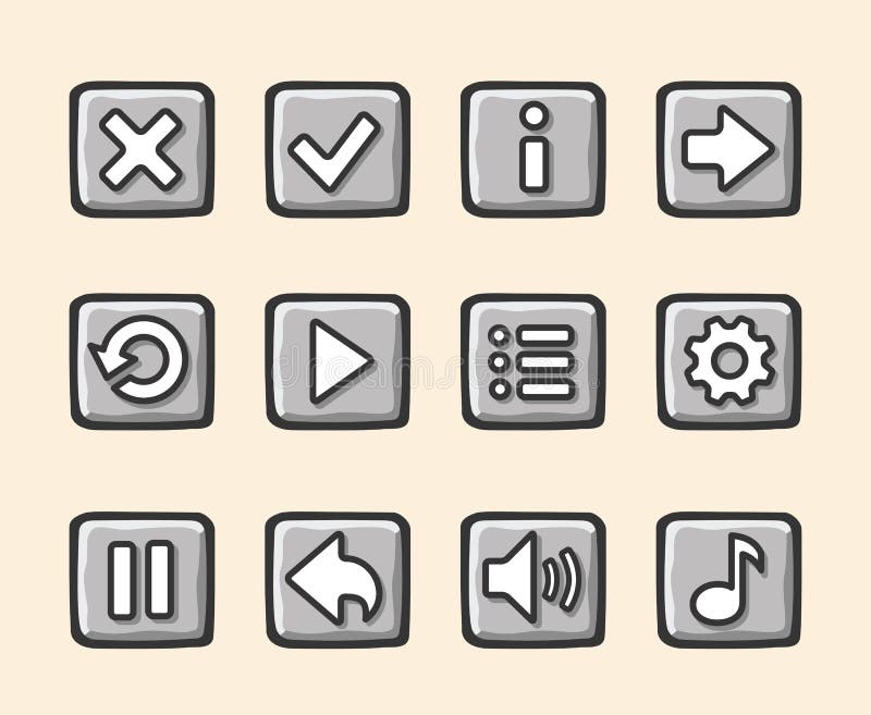 Stone buttons for game stock illustration. Illustration of interface ...