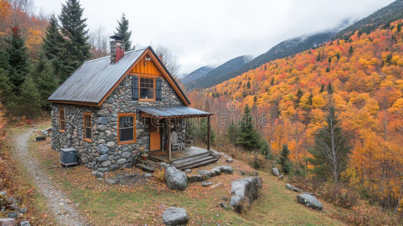 Secluded Stone Cabin Retreat Stock Photo - Image of cabin, exploration ...