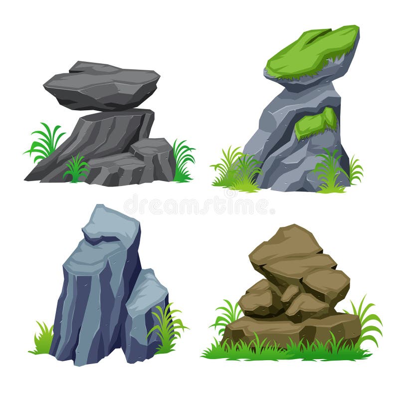 Stone Cartoon Collection Set with Different Texture Stock Vector ...