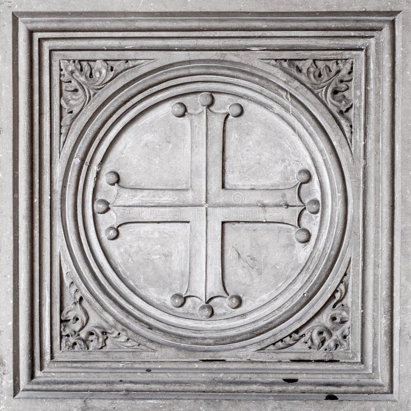 Stone Carved Cross Panel stock image. Image of carved - 307693149