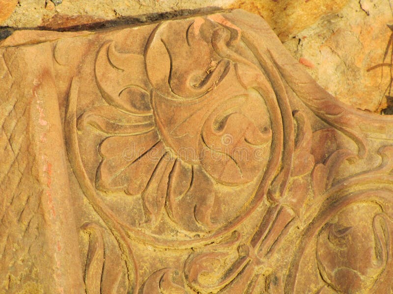 Stone Carved with Floral Design Stock Photo - Image of decoration ...