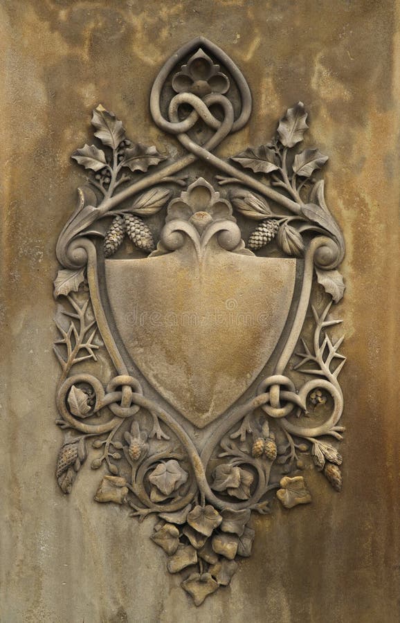 Stone Carved Shield stock photo. Image of plant, vintage - 17269066