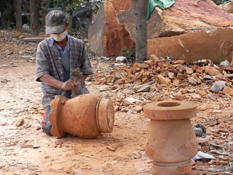 Stone Carver at Work Small Shop Editorial Photography - Image of ...