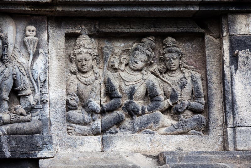 Stone Carving in Prambanan Temple, Java, Indonesia Stock Image - Image ...