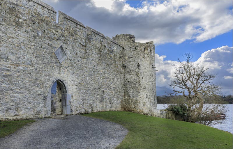 Stone Castle Doorway and Stark Tree in Spring Stock Photo - Image of ...