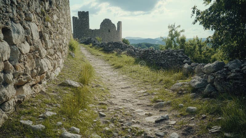 Stone Castle Path stock image. Image of path, trail - 379458727