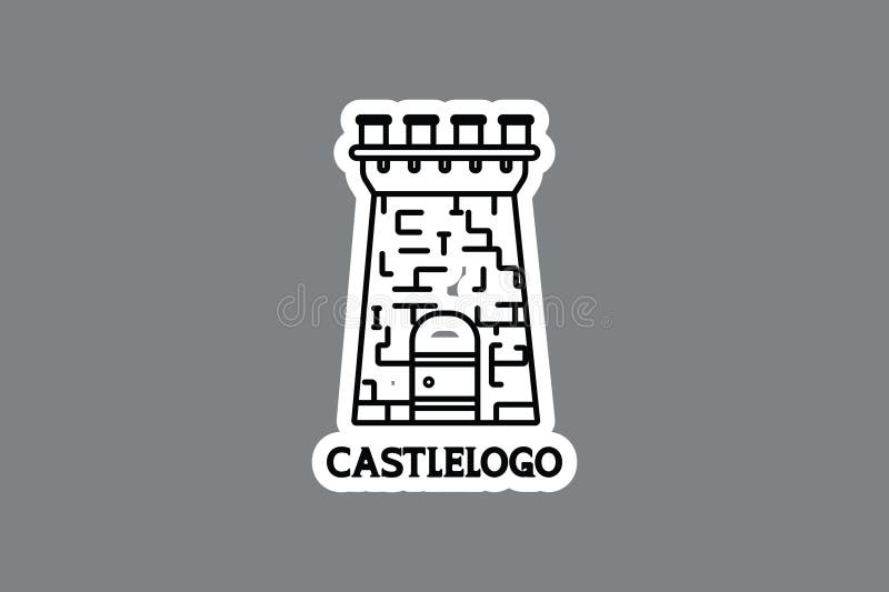 Stone Castle Tower Sticker Vector Illustration. Building Landmark ...