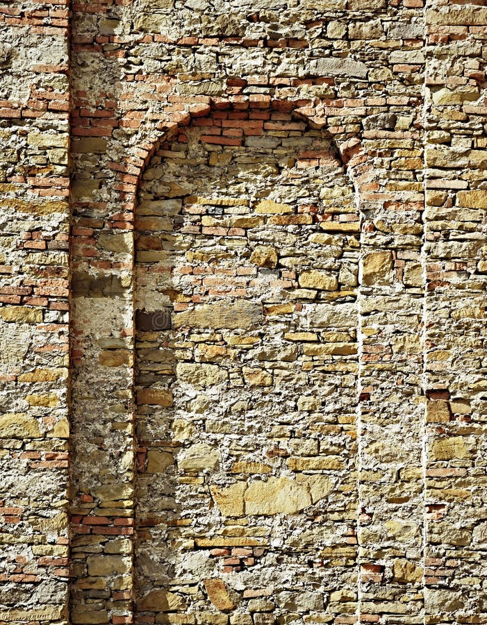 Stone Castle Wall with Arch Stock Image - Image of rough, architecture ...