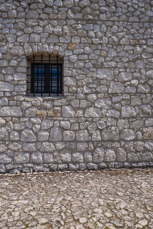 Stone Castle Wall with Small Window Stock Photo - Image of background ...