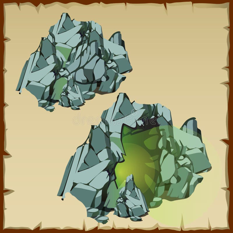 Stone Cave with Glow Inside Stock Vector - Illustration of broken ...