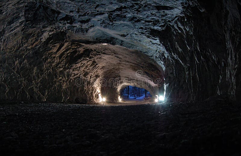 Stone Cave Inside. View Near the Entrance Stock Photo - Image of ...