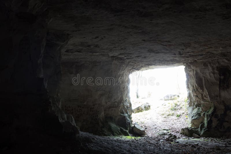 Stone Cave Inside. View Near the Entrance Stock Photo - Image of ...