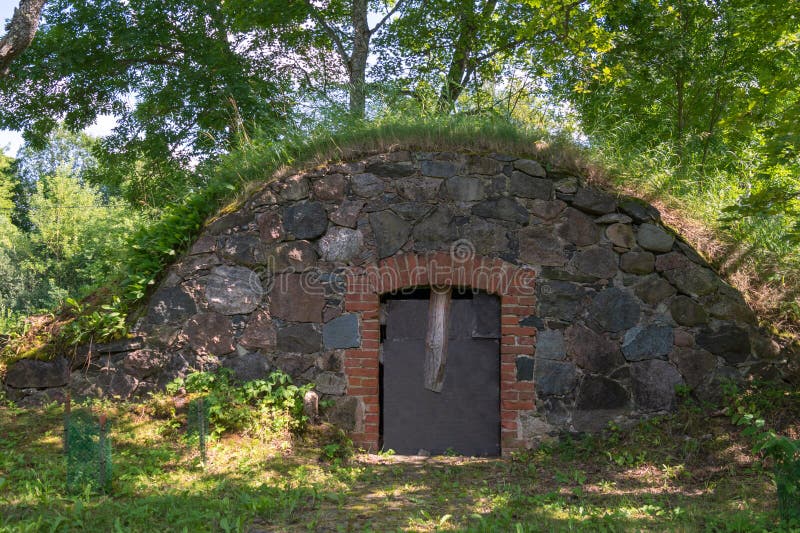 The Stone Cellar Building with Its Doors Closed Stock Photo - Image of ...