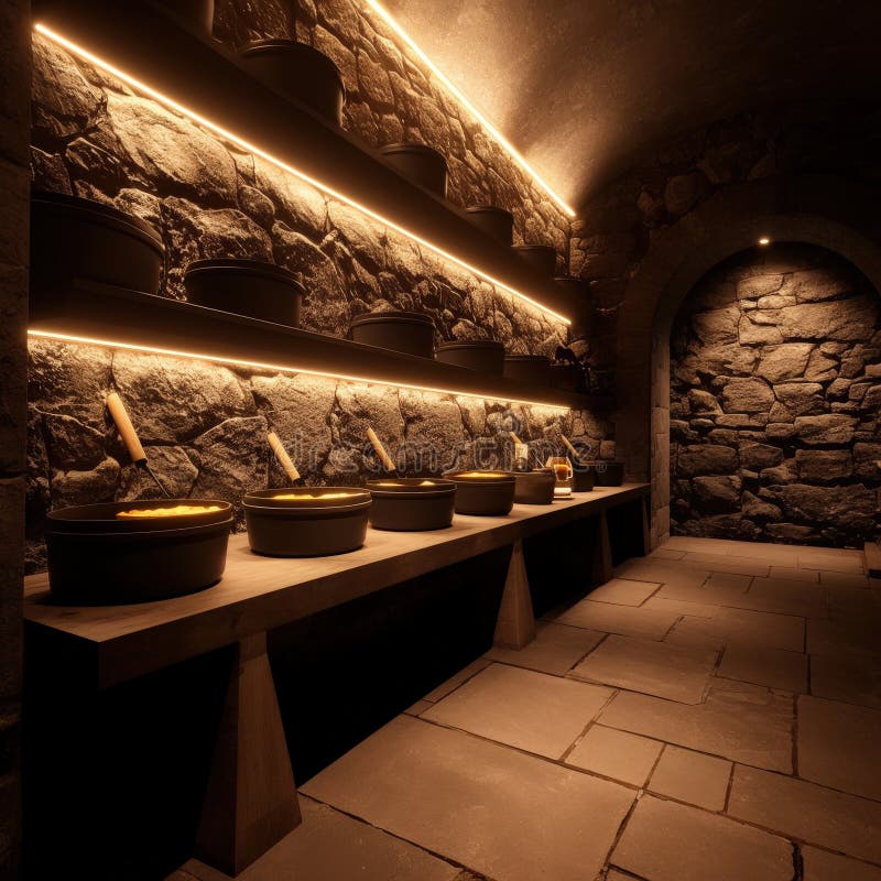 Stone Cellar with Pots stock image. Image of food, cooking - 365245601