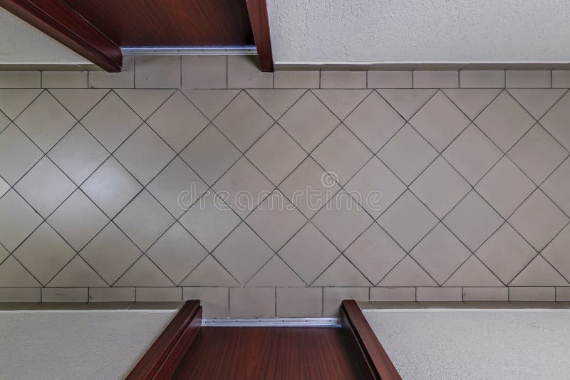 Stone and Ceramic Floor Tiles Texture in Corridor, View from Above ...