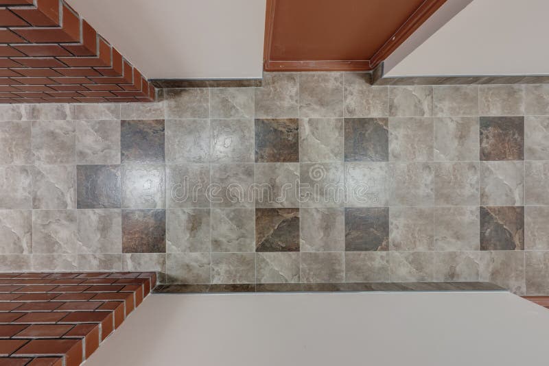 Stone and Ceramic Floor Tiles Texture in Corridor, View from Above ...