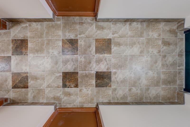 Stone and Ceramic Floor Tiles Texture in Corridor, View from Above ...