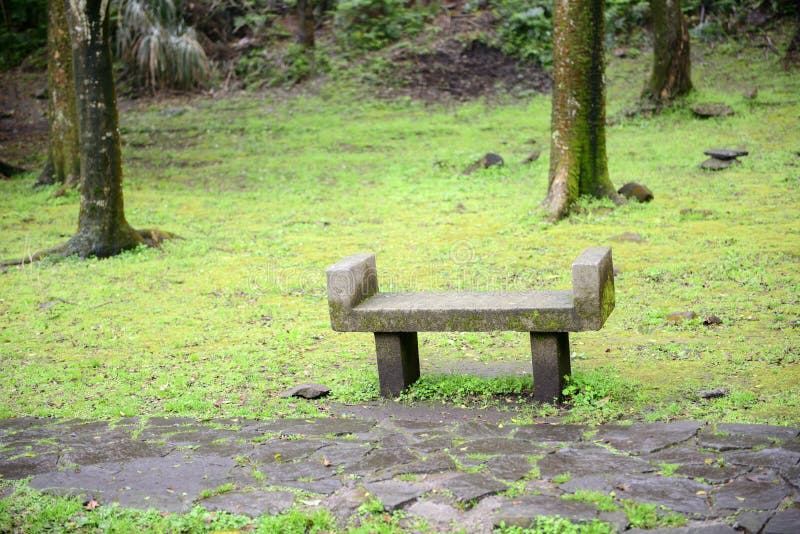 A Stone Chair in the Park, Front View Stock Image - Image of empty ...