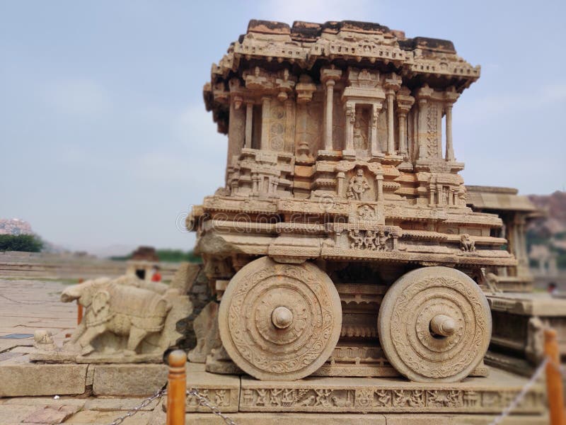 Stone chariot , Hampi stock photo. Image of tower, landmark - 237641446