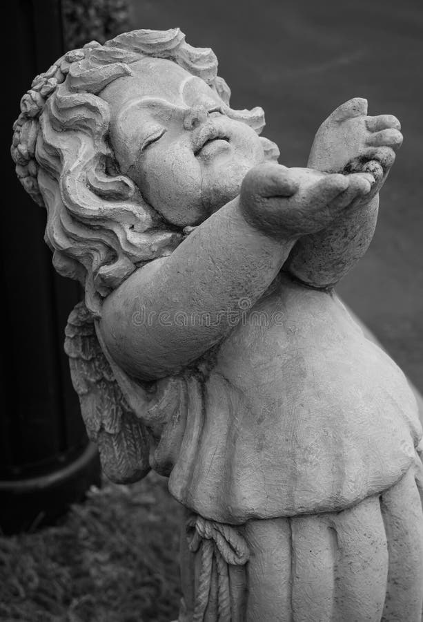 Stone Children Statue Play with the Rain Stock Photo - Image of ...