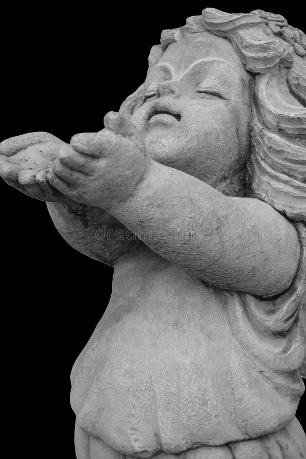 Stone Children Statue Play with the Rain Stock Photo - Image of ...